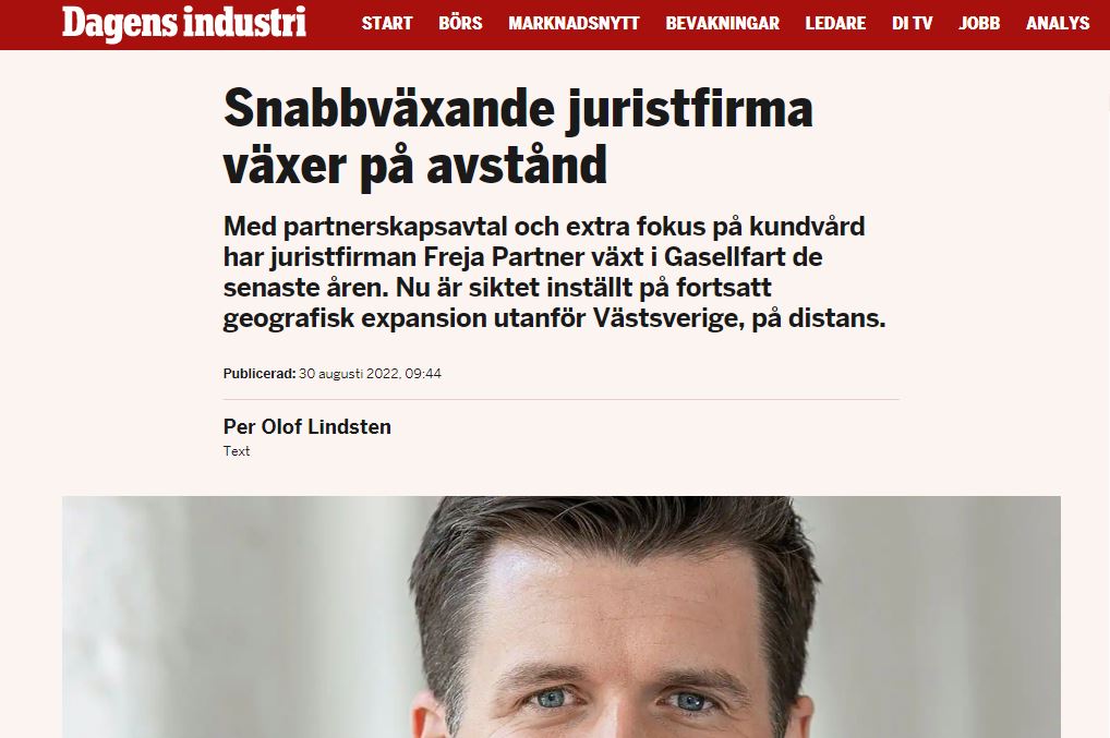 Freja Partner uppmärksammas i Dagens Industri – Freja Partner